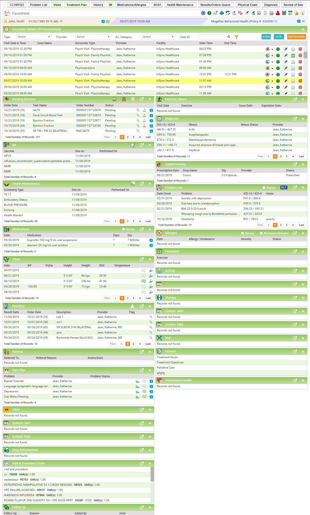 Working With Facesheet